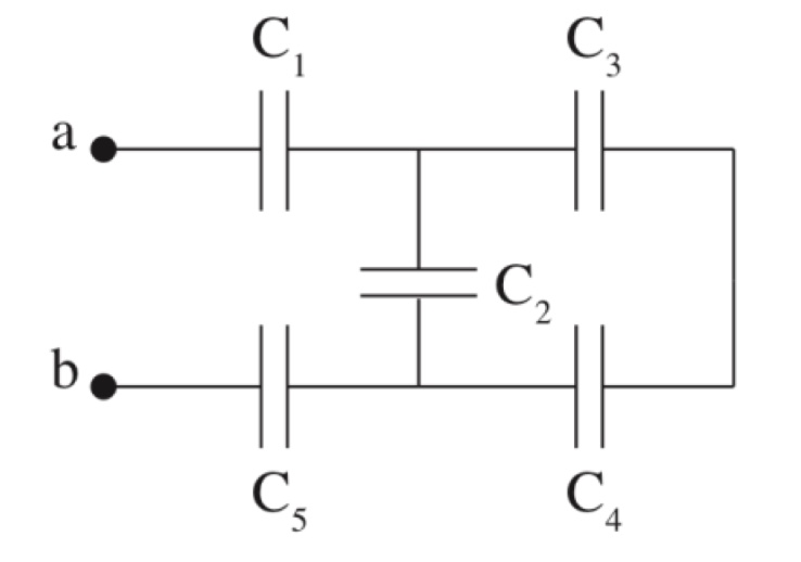 Solved In the figure, C1 =C5 =8.4 micro F and C2 =C3 =C4 | Chegg.com