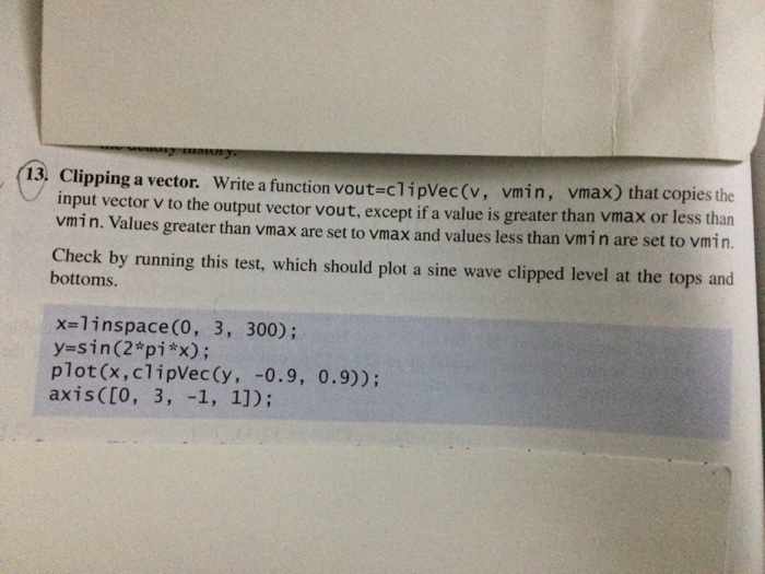 Solved 13. Clipping a write a function vout-clipvec (v, | Chegg.com