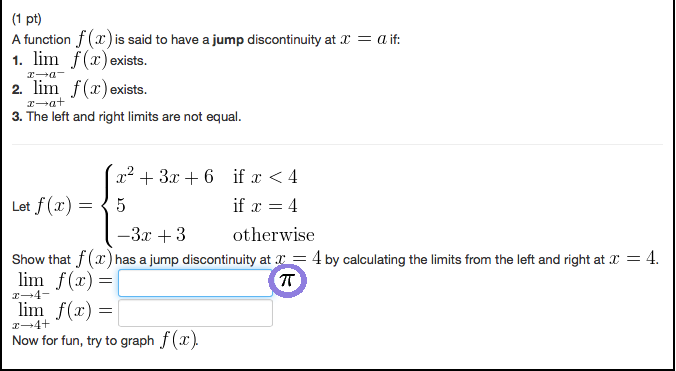Solved: (1 Pt) A Function F(x)is Said To Have A Jump Disco... | Chegg.com