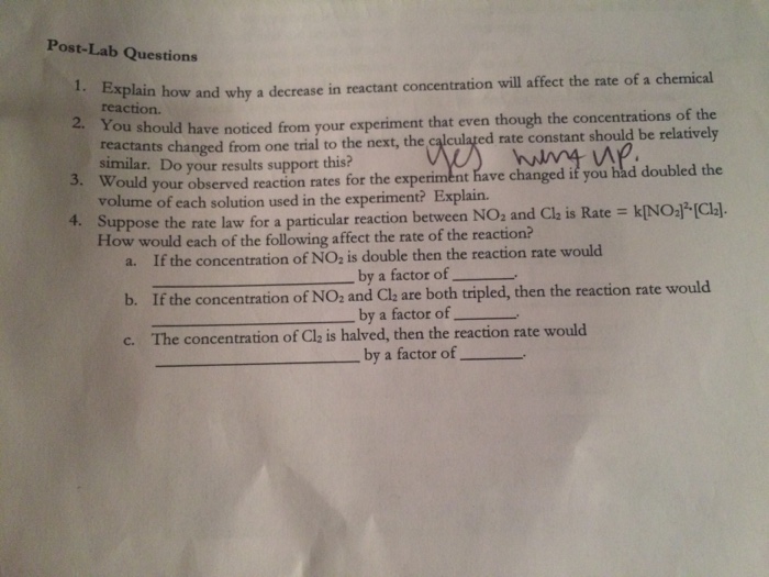 Solved Post-Lab Questions Explain how and reactant | Chegg.com