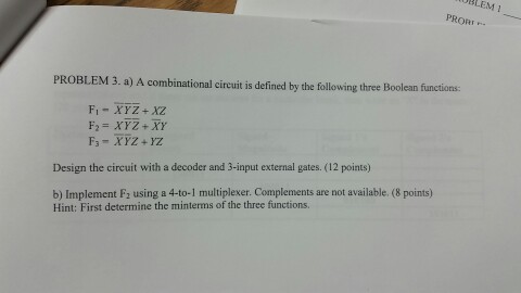 Solved A combinational circuit is defined by the following | Chegg.com