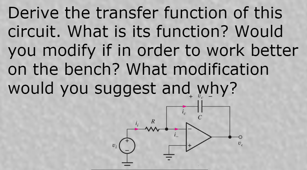 Solved Derive the transfer function of this circuit. What is | Chegg.com