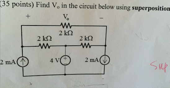 Solved Find V_o in the circuit below using superposition | Chegg.com