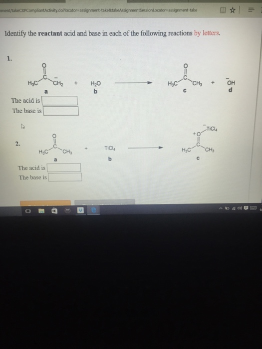 Solved Identify the reactant acid and base in each of the | Chegg.com