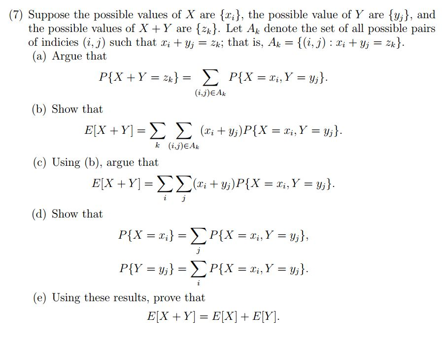 Solved Suppose the possible values of X are {x_i}, the | Chegg.com
