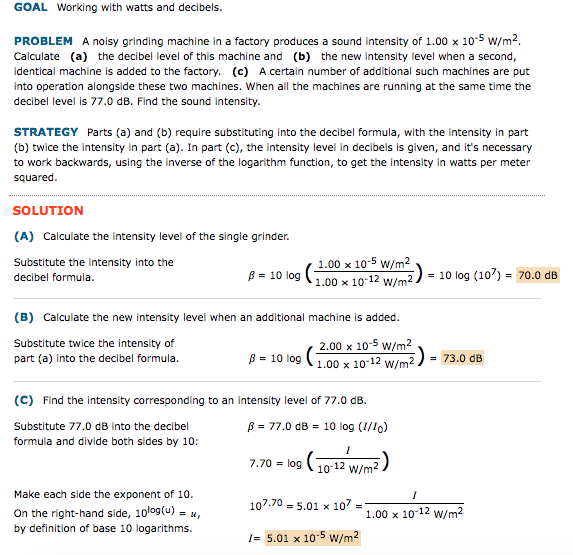 Solved GOAL Working with watts and decibels. PROBLEM A noisy | Chegg.com