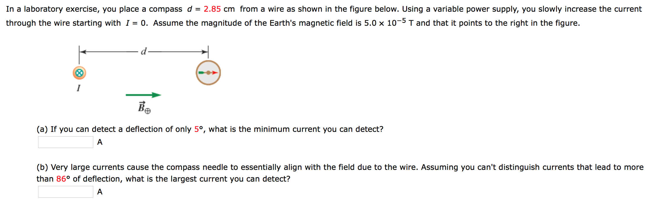 Solved In a laboratory exercise, you place a compass d = | Chegg.com