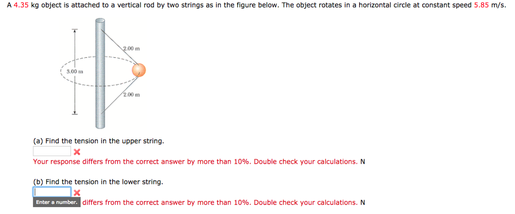 Solved A 4.35 kg object is attached to a vertical rod by two | Chegg.com