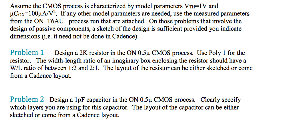 Solved Assume the CMOS process is characterized by model | Chegg.com