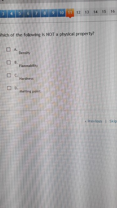 Solved Which of the following is NOT a physical property? | Chegg.com