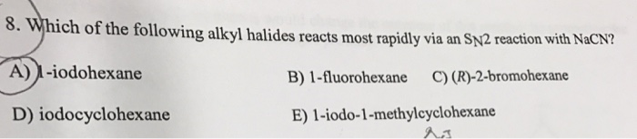 Solved Why does 1-iodohexane react most rapidly Via SN2 | Chegg.com