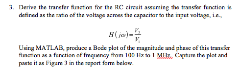 Solved 3. Derive the transfer function for the RC circuit | Chegg.com