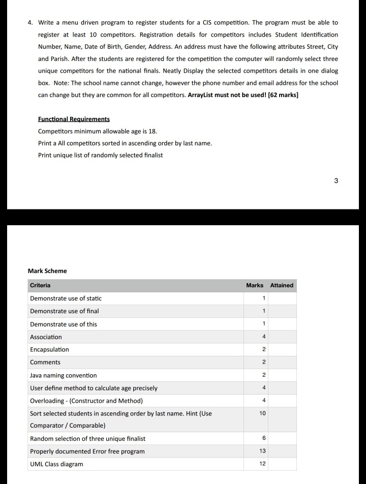 Solved 4. Write a menu driven program to register students | Chegg.com