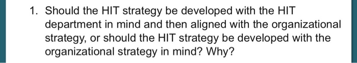 Solved Should the HIT strategy be developed with the HIT | Chegg.com