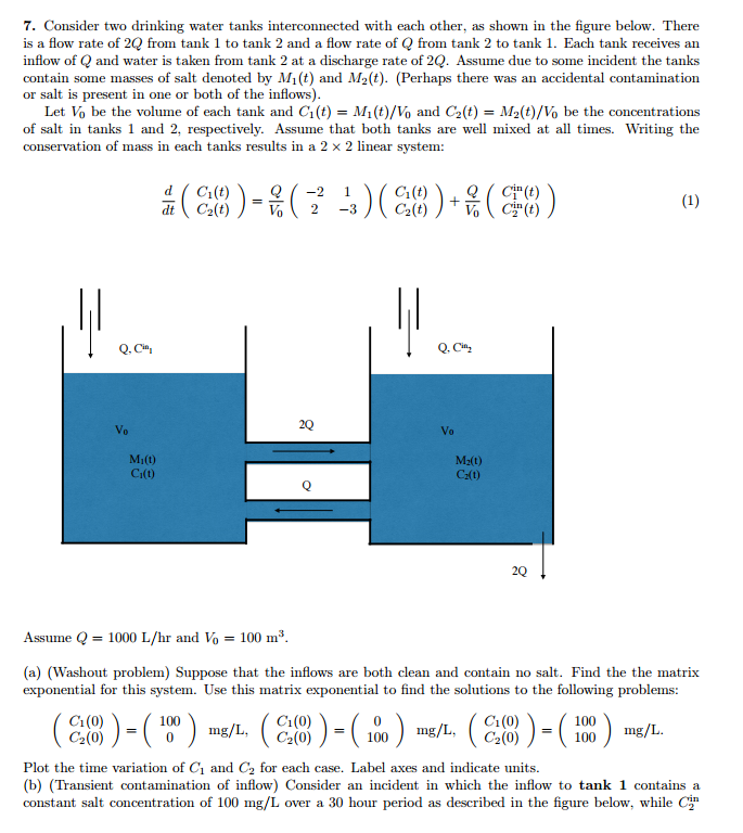 Solved 7. Consider two drinking water tanks interconnected | Chegg.com