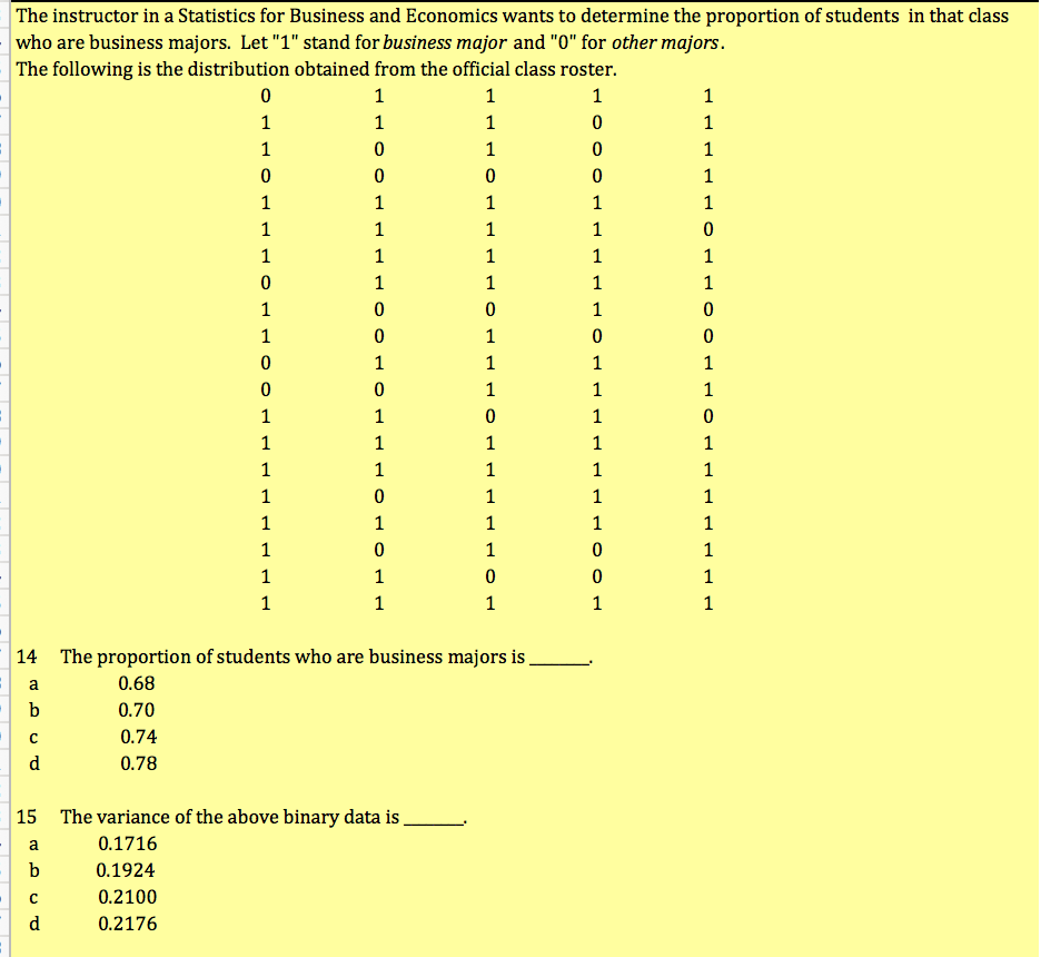 Solved The instructor in a Statistics for Business and | Chegg.com