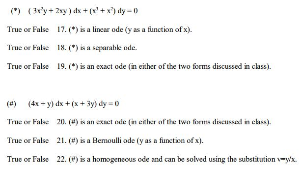 Solved Math 261 Basic Questions It's true and false | Chegg.com