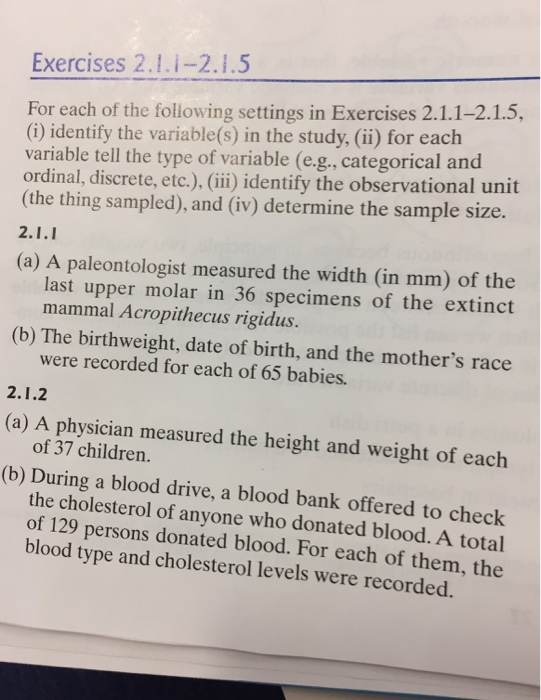 Solved For each of the following settings in Exercises | Chegg.com
