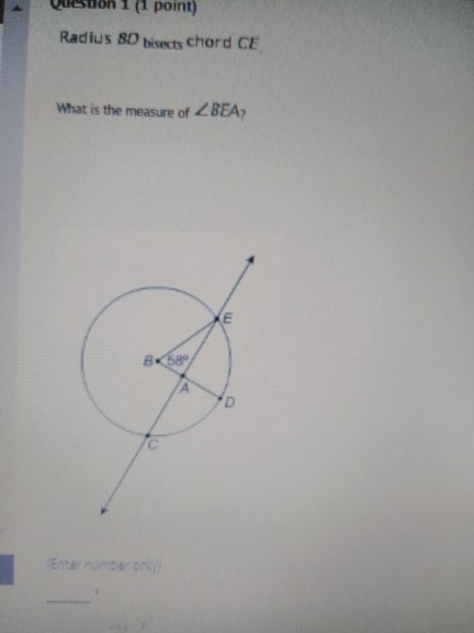 Solved ouestion i (1 point) ? Radius 8D bisects chord CE | Chegg.com
