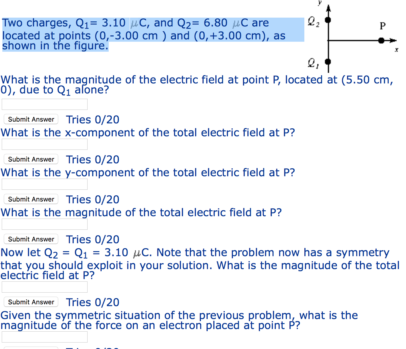 Solved Two charges, Q1= 3.10 $\mu$C, and Q2= 6.80 $\mu$C are | Chegg.com