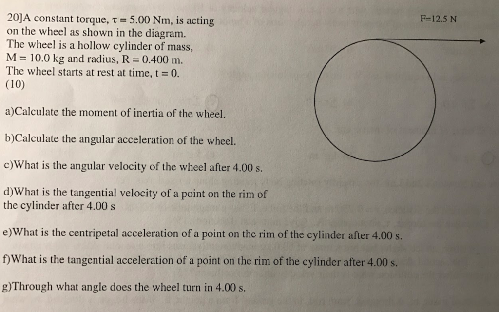 Solved A constant torque, tau = 5.00 Nm, is acting on the | Chegg.com