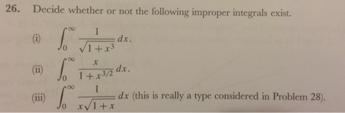 Solved 26. Decide whether or not the following improper | Chegg.com