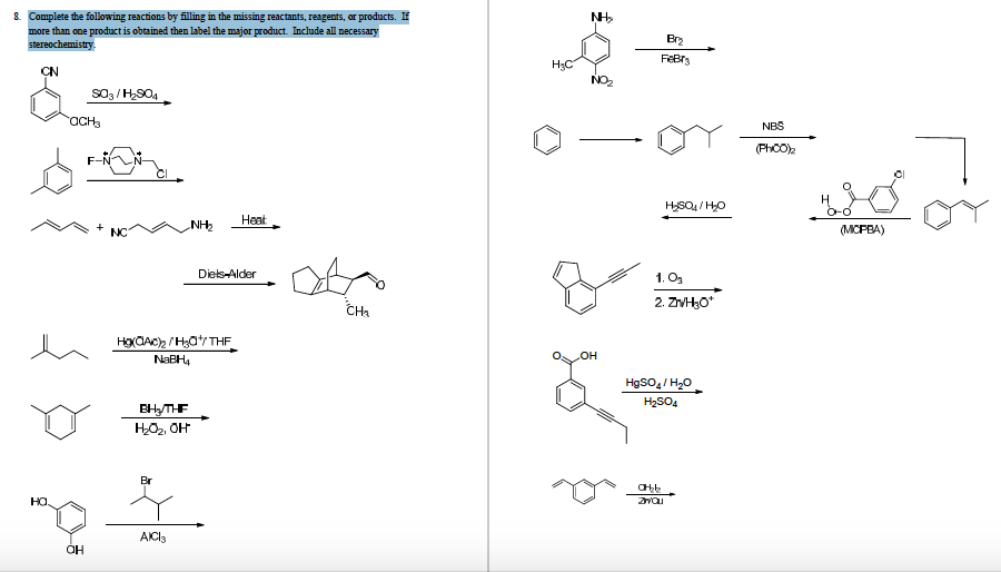 Solved Complete the following reactions by filling in the | Chegg.com