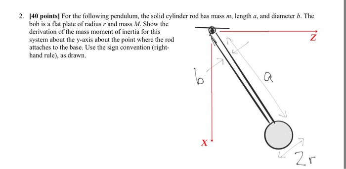 Solved For the following pendulum, the solid cylinder rod | Chegg.com