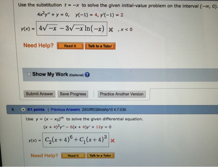 Solved Use The Substitution T X To Solve The Given