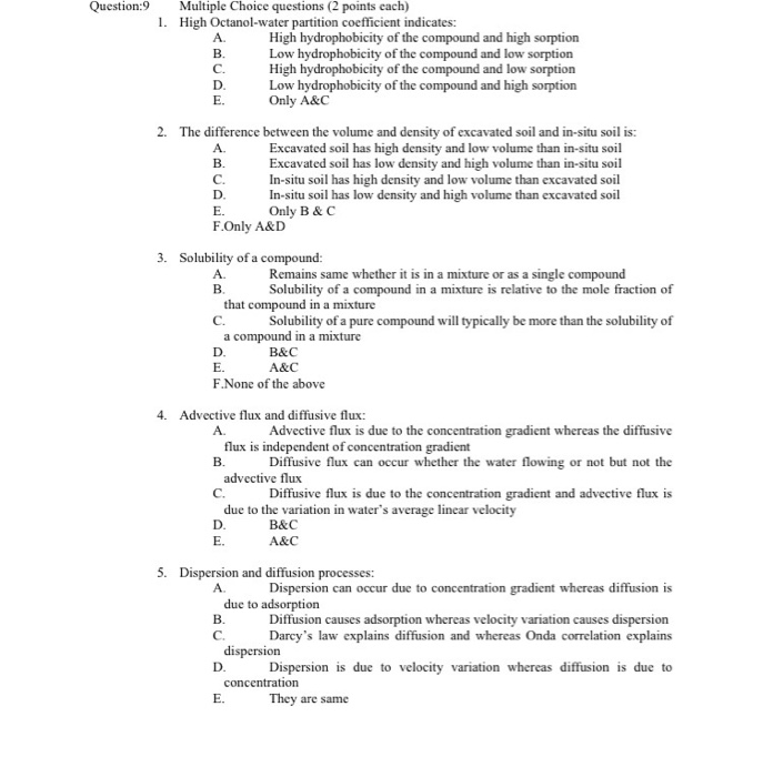 Solved Question:9 Multiple Choice questions (2 points each) | Chegg.com
