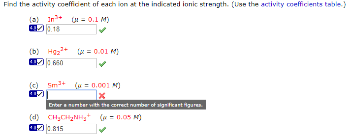 Solved Find the activity coefficient of each ion at the | Chegg.com