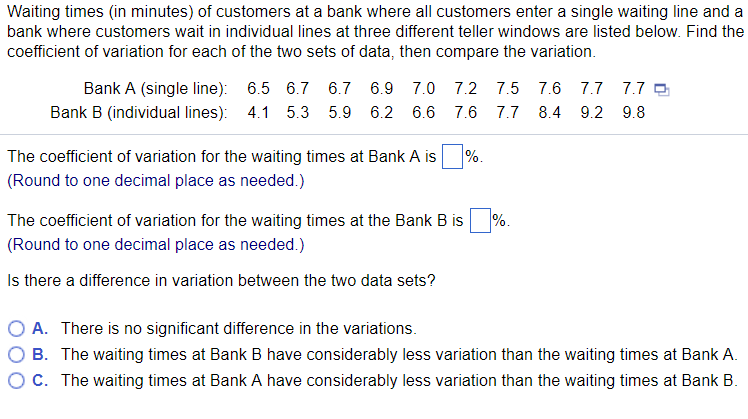 Solved Waiting times (in minutes) of customers at a bank | Chegg.com