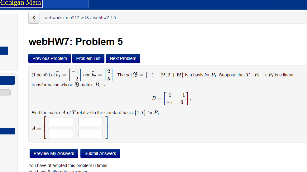 Solved ichigan Math Kwebwork / ma217-w18 / webhw7 5 webHW7: | Chegg.com