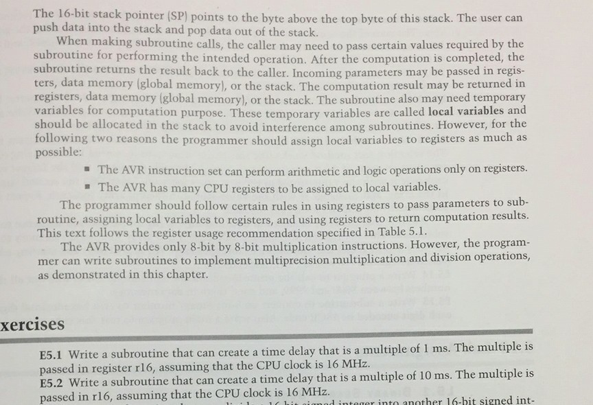 Solved The 16-bit stack pointer (SP) points to the byte | Chegg.com