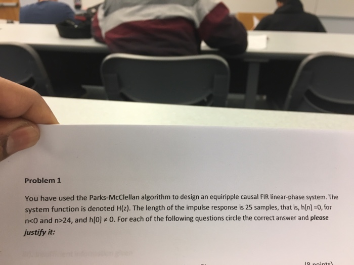 Solved Problem 1 You Have Used The Parks Mcclellan Algorithm 