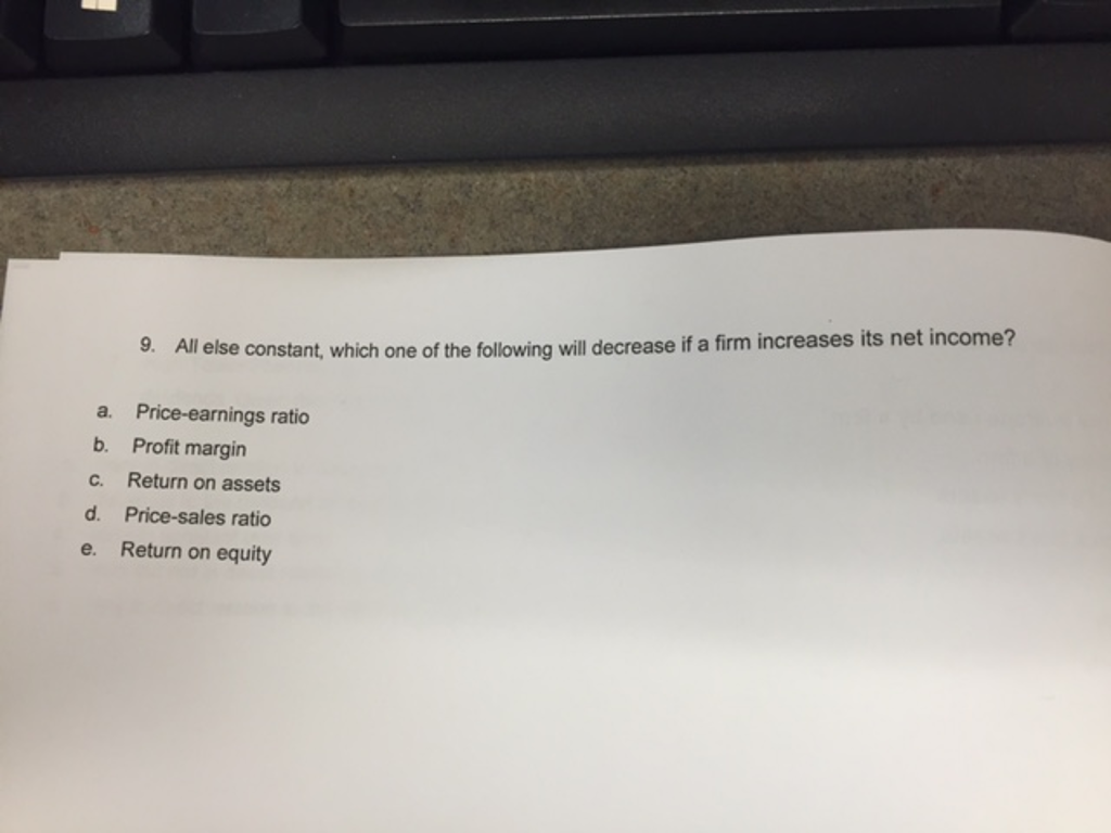 Solved All else constant, which one of the following will | Chegg.com