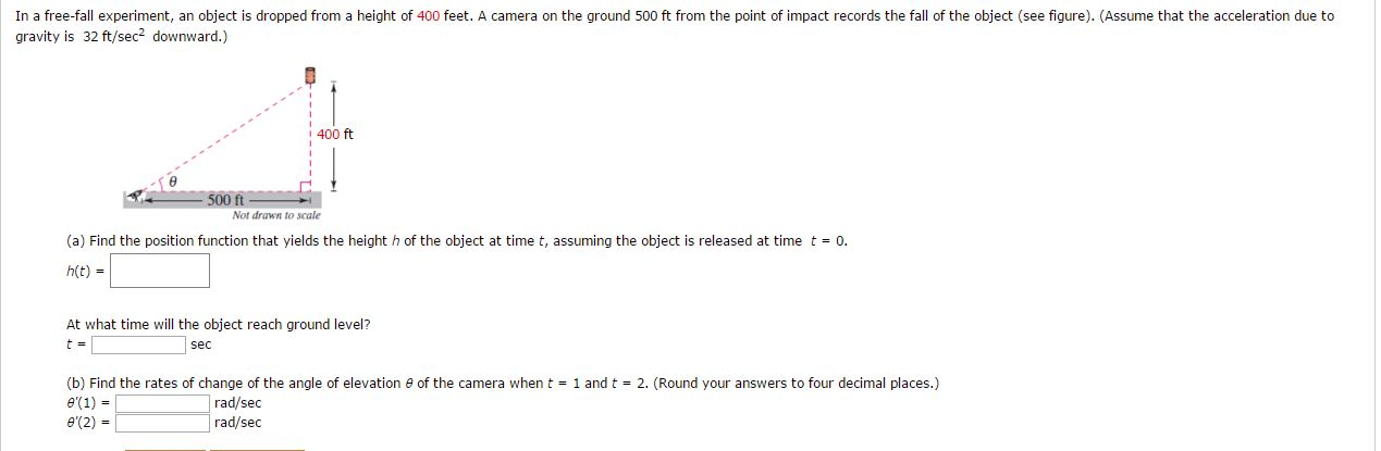 Solved In A Free Fall Experiment An Object Is Dropped From