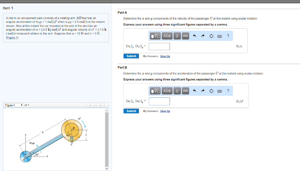 Solved Item 1 Part A A ride in an amusement park consists of | Chegg.com