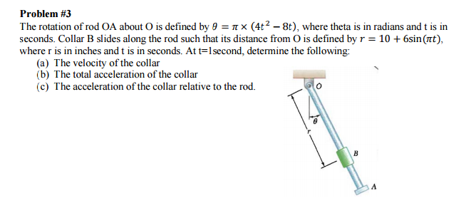 The rotation of rod OA about O is defined by = * | Chegg.com