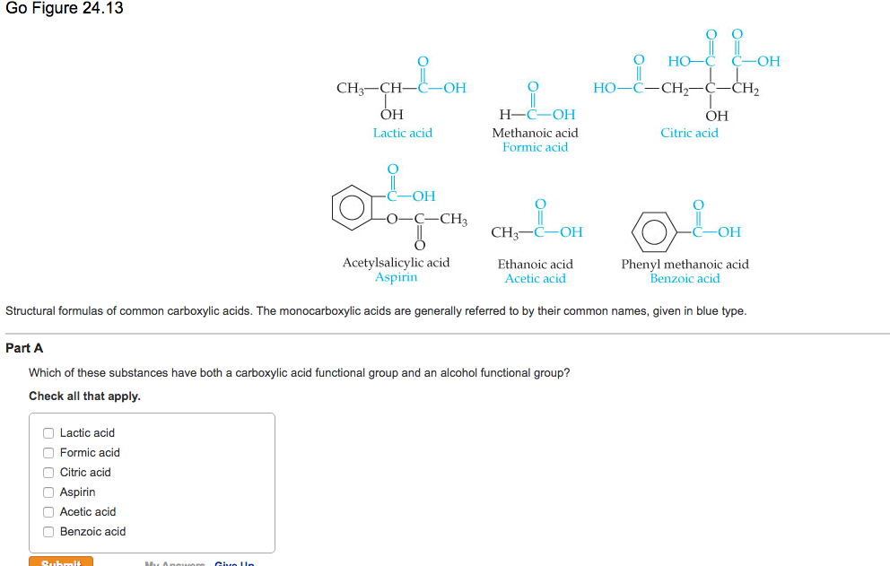 Solved Structural formulas of common carboxylic acids. The | Chegg.com