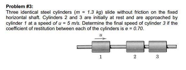 Solved Three identical steel cylinders (m = 1.3 kg) slide | Chegg.com