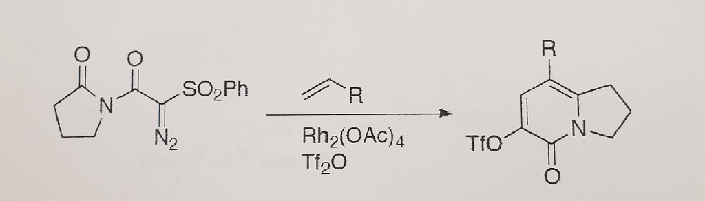 Solved Rh2(OAc)4 TfO TfoO N2 2 | Chegg.com