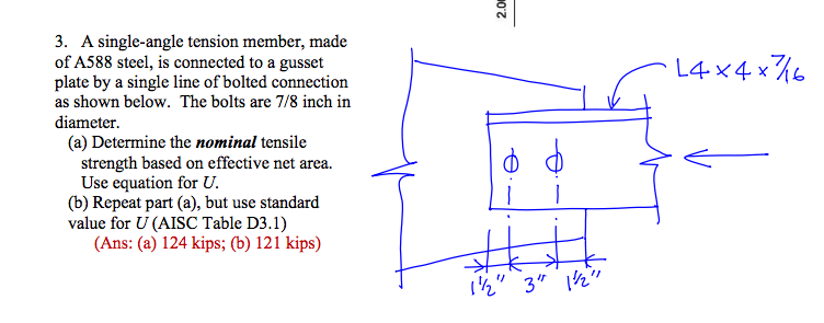 Solved A single-angle tension member, made of A588 steel, is | Chegg.com