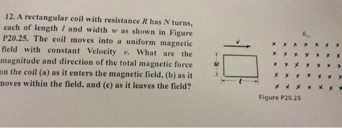 Solved A rectangular coil with resistance R has N turns, | Chegg.com