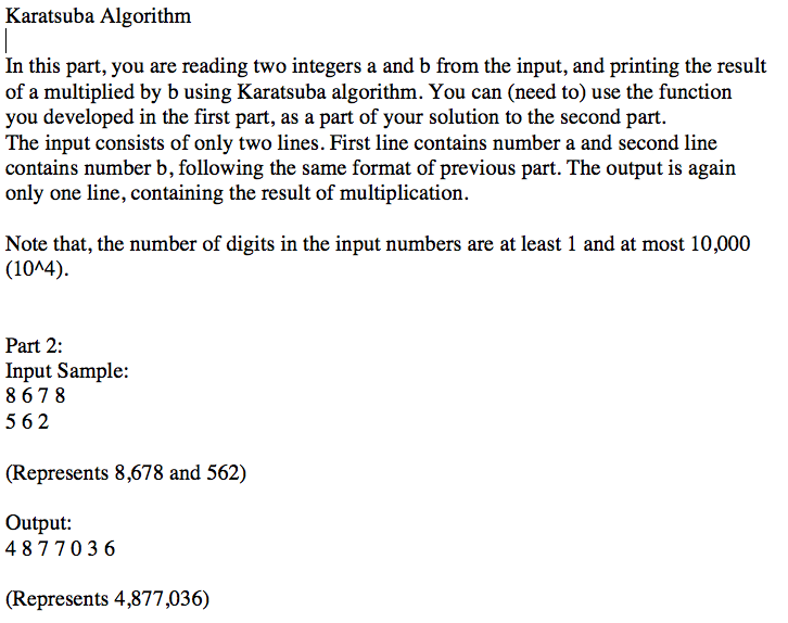 Solved Using Python Code Karatsuba Algorithm Please Complete Problem Completely Supply 1941