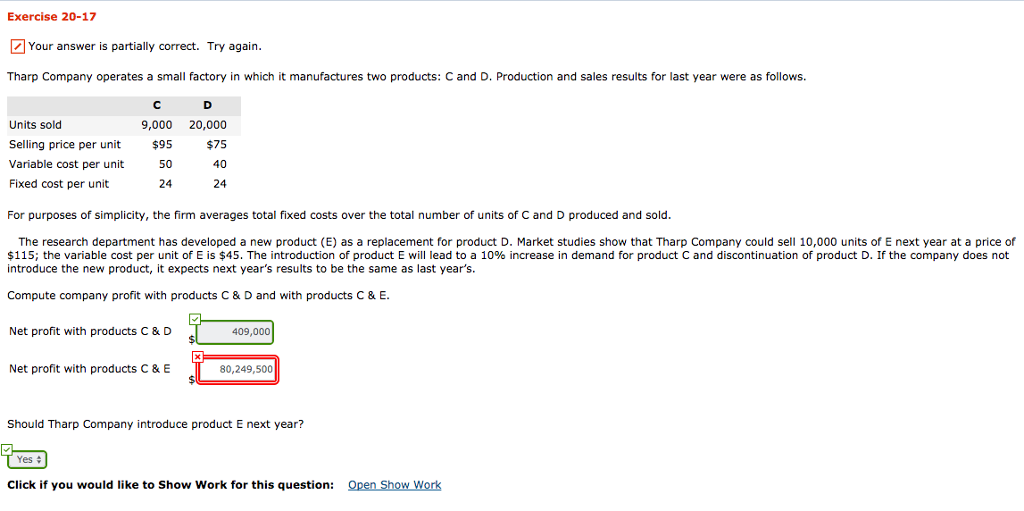 Solved Exercise 20-17 Your answer is partially correct. Try | Chegg.com