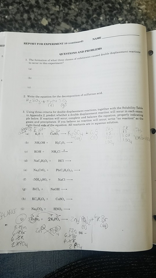 Solved NAME REPORT FOR EXPERIMENT 10 teon tinued) REF 3. | Chegg.com