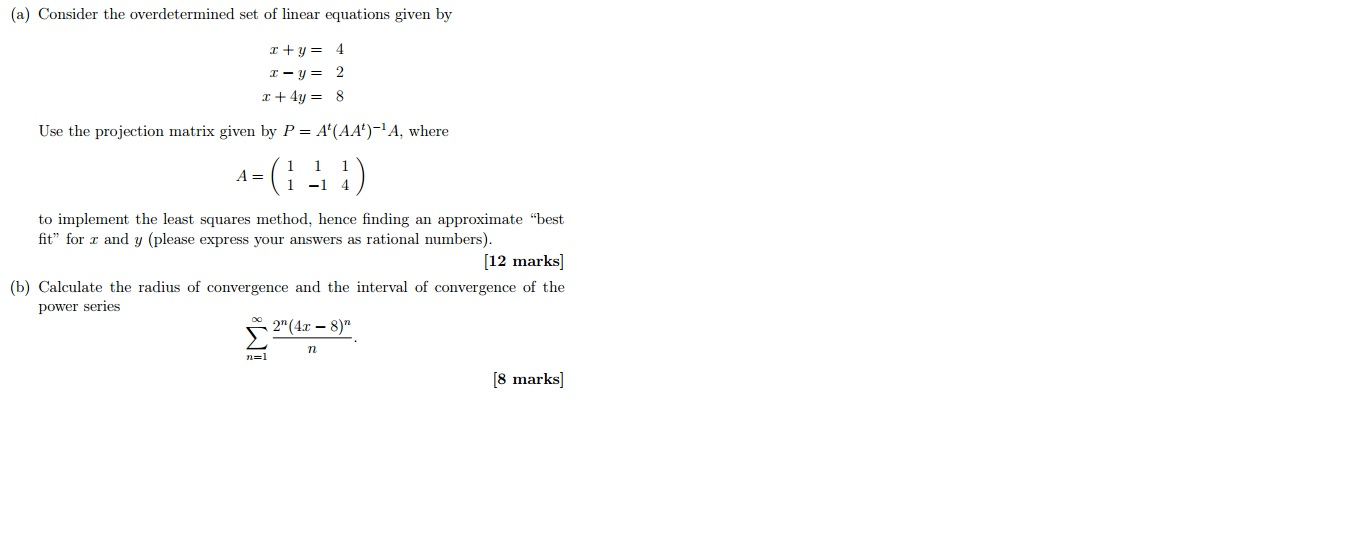 Solved Consider The Overdetermined Set Of Linear Equations