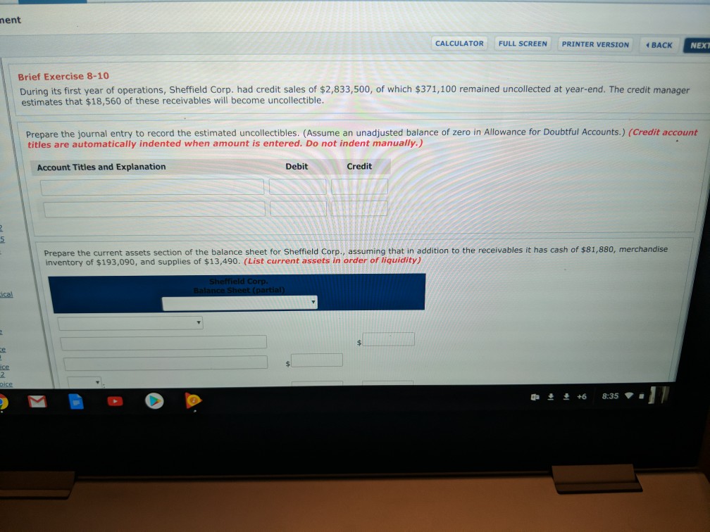 Solved ent CALCULATOR FULL SCREEN PRINTER VERSION BACK NEXT | Chegg.com
