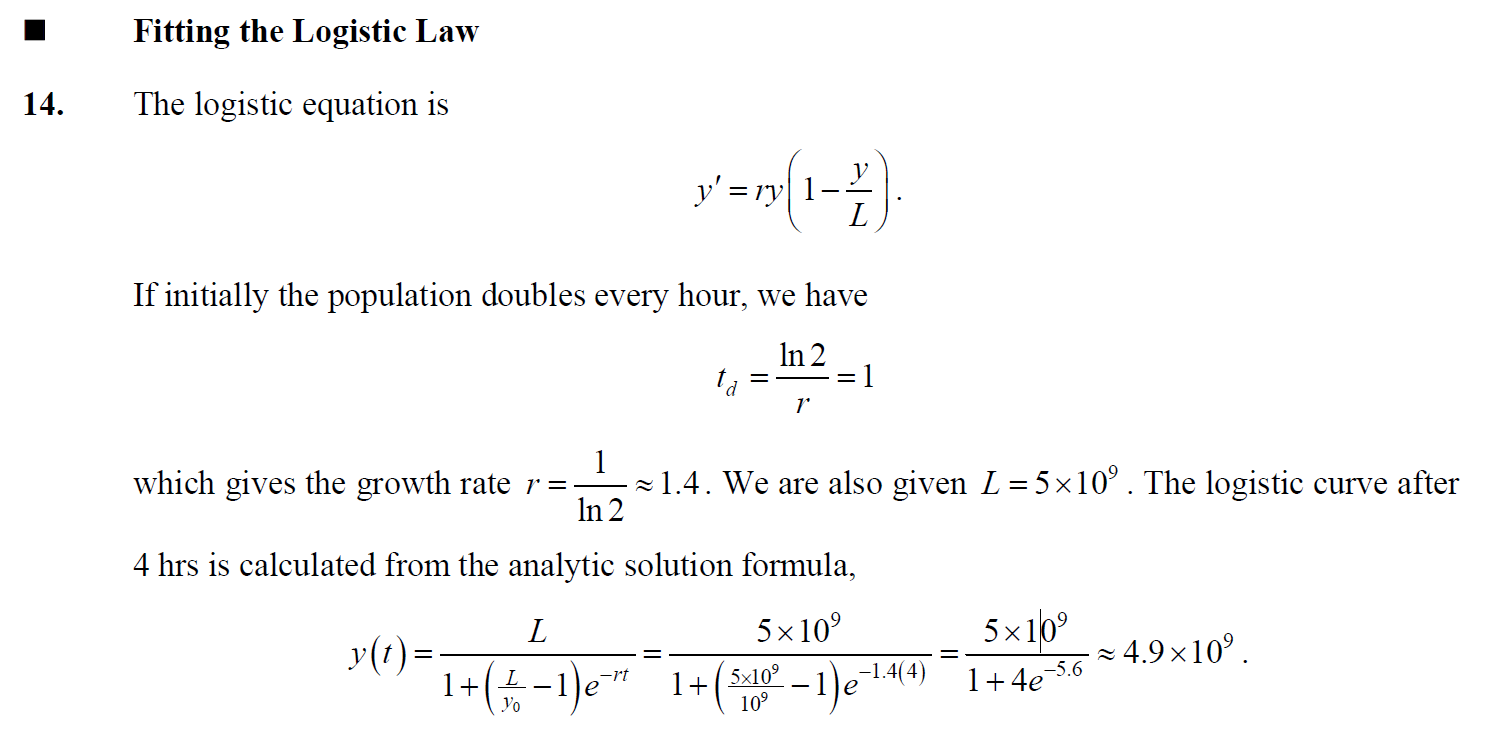 Solved "Fitting the Logistic Law. A population grows | Chegg.com